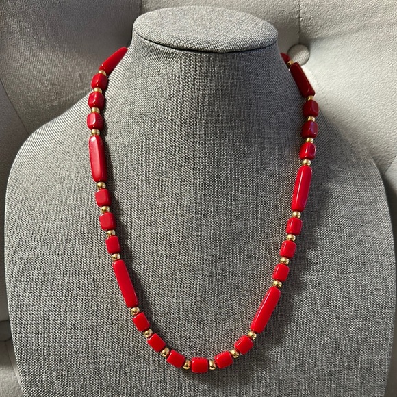 Trifari | Jewelry | Vintage Trifari Red Lucite Gold Tone Bead Necklace ...